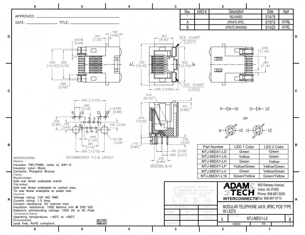 MTJ-88DX1-LP technical document preview