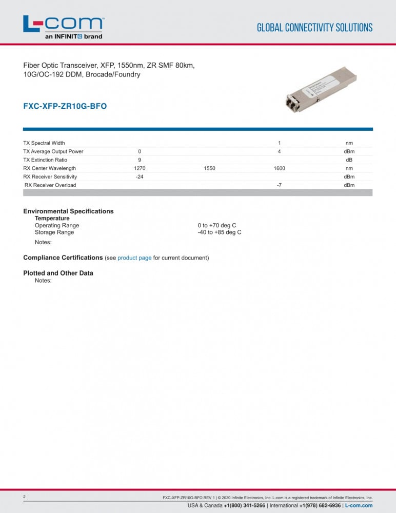 FXC-XFP-ZR10G-BFO datasheet page 2