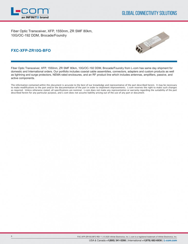 FXC-XFP-ZR10G-BFO datasheet page 5