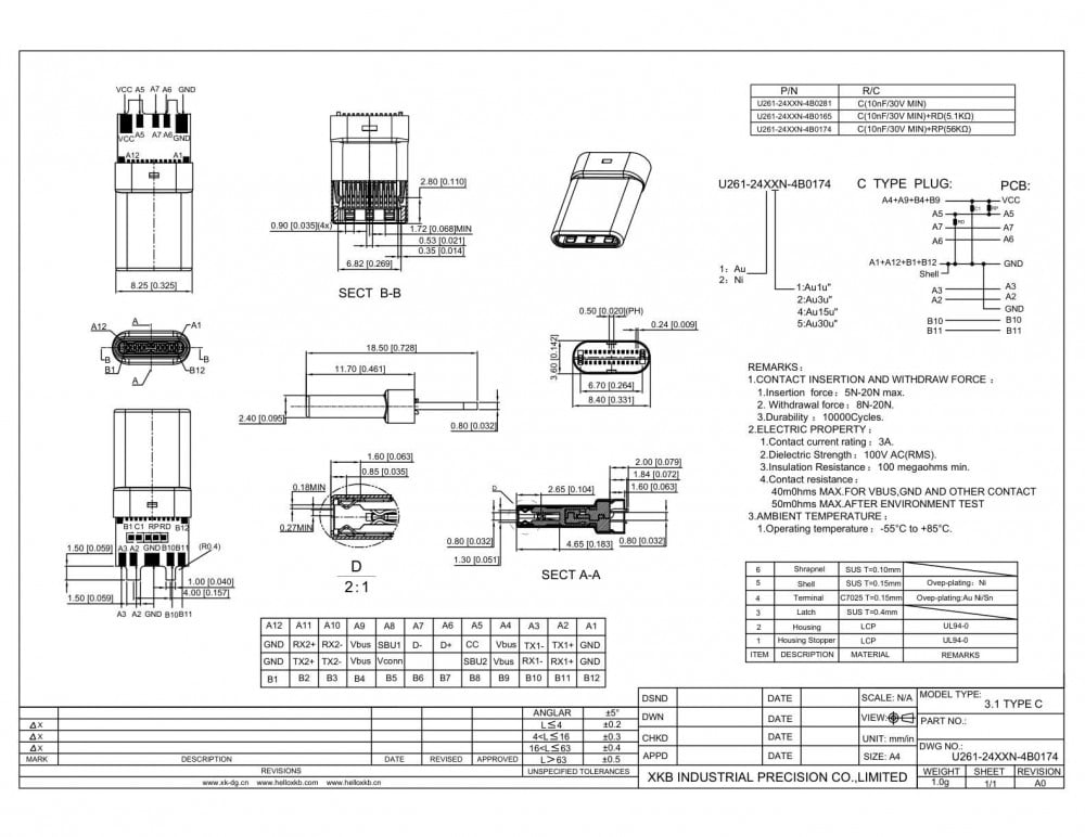 U261-2422N-4B0174 technical drawing page