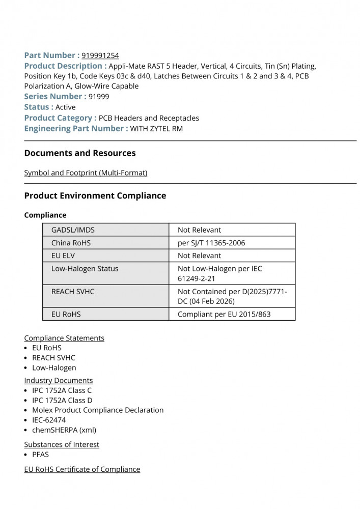 919991254 technical document page 1