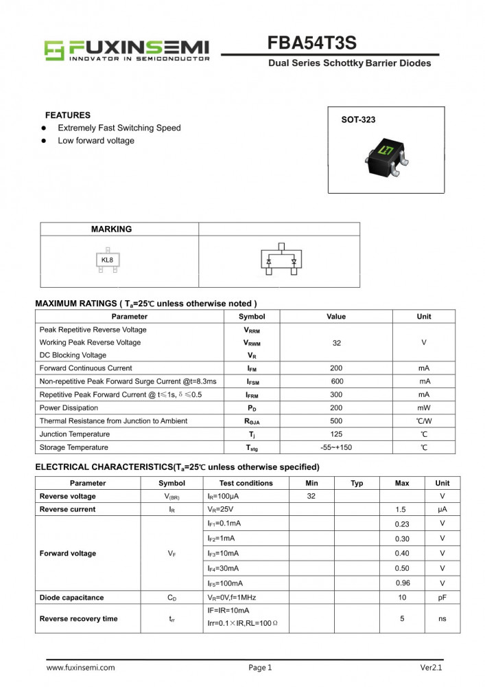FBA54T3S datasheet page 1