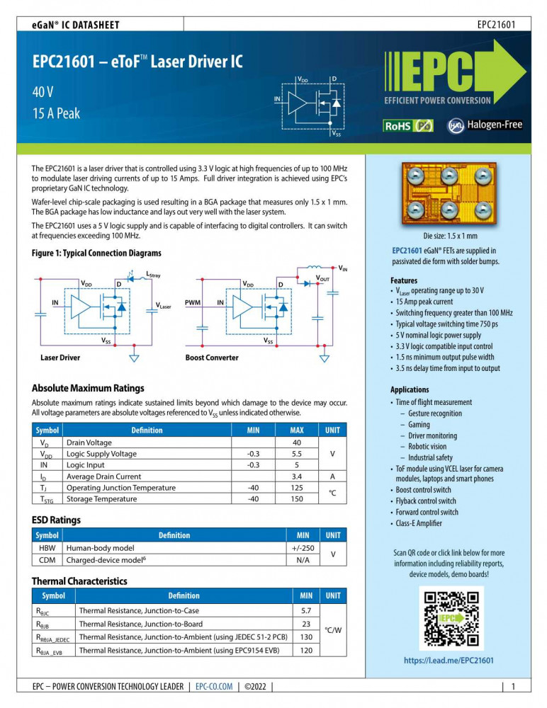EPC21601 datasheet page 1