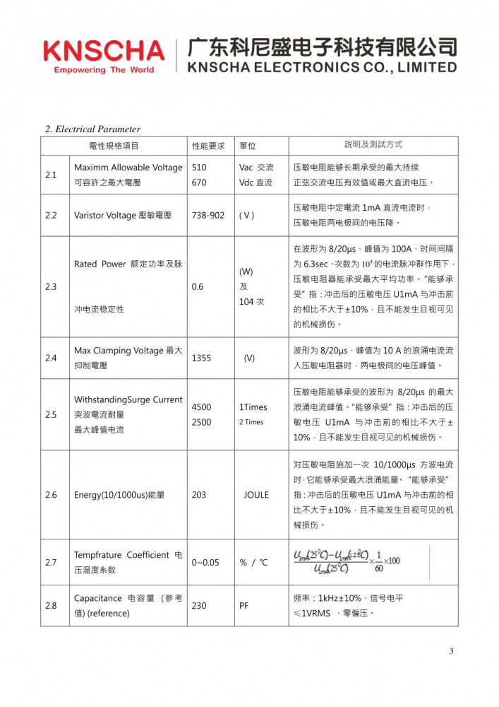 KNSCHA MOV14D821K206RV113 datasheet page 3