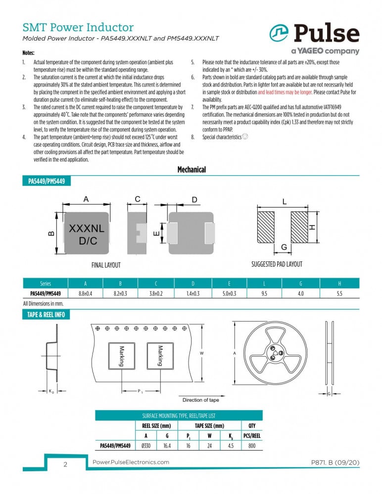 PA5449 series datasheet page 2