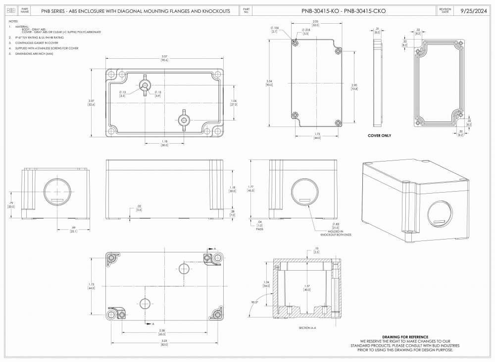 Bud Industries PNB-30415-CKO product drawing