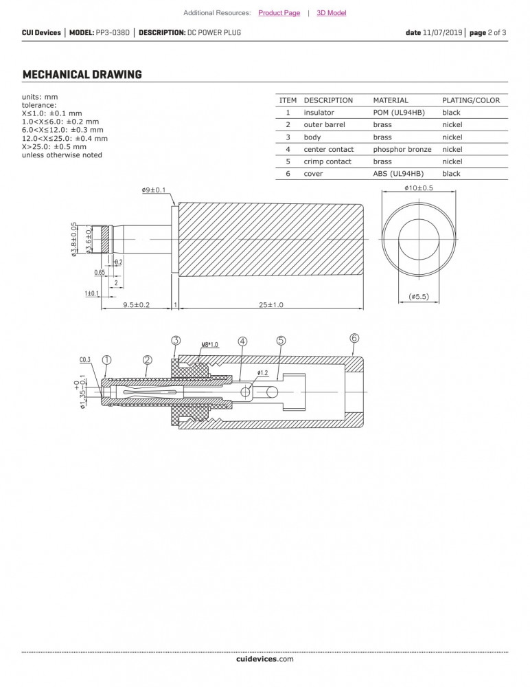 PP3-038D technical document page 2