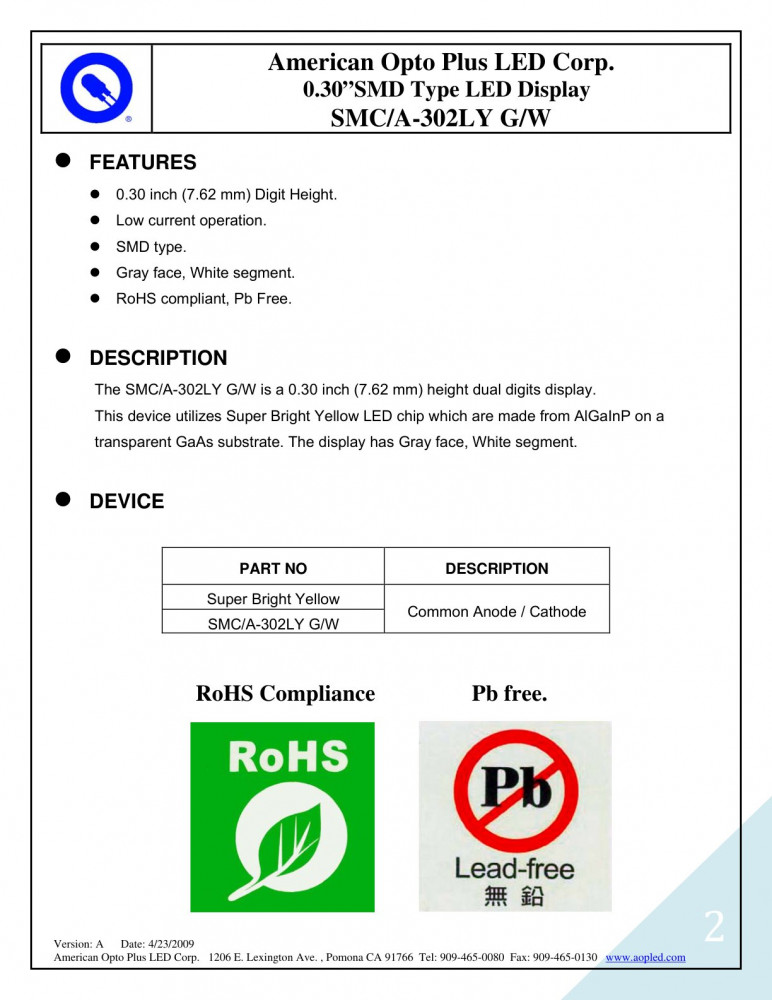 SMC302LY datasheet page 2