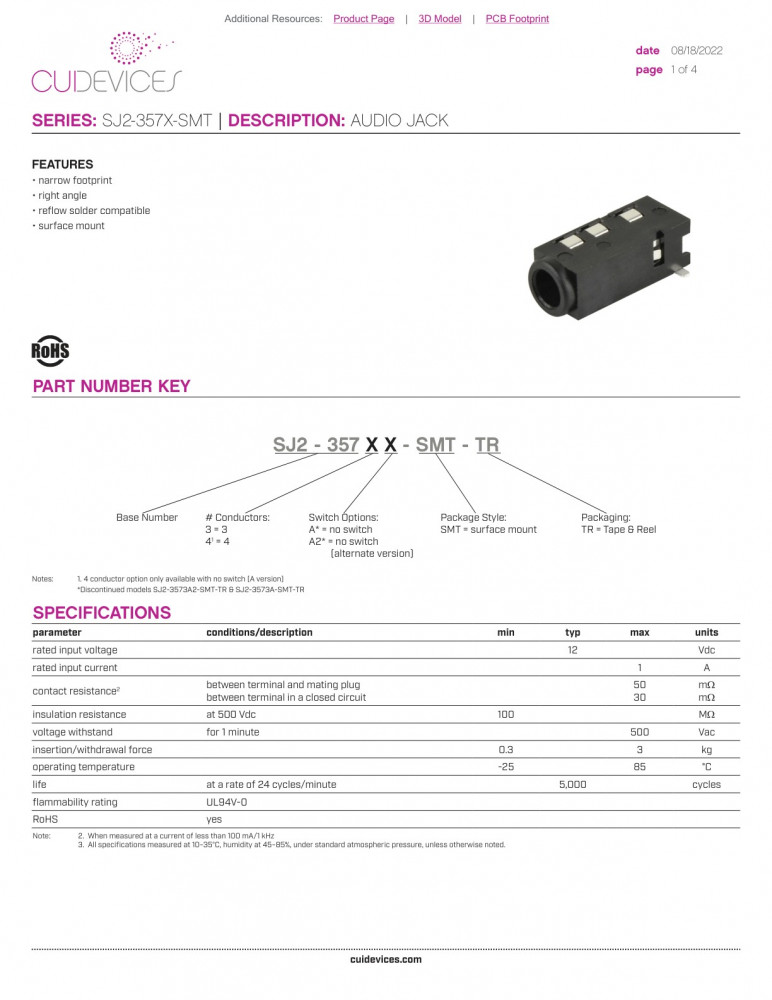 SJ2-3573A-SMT-TR datasheet page 1