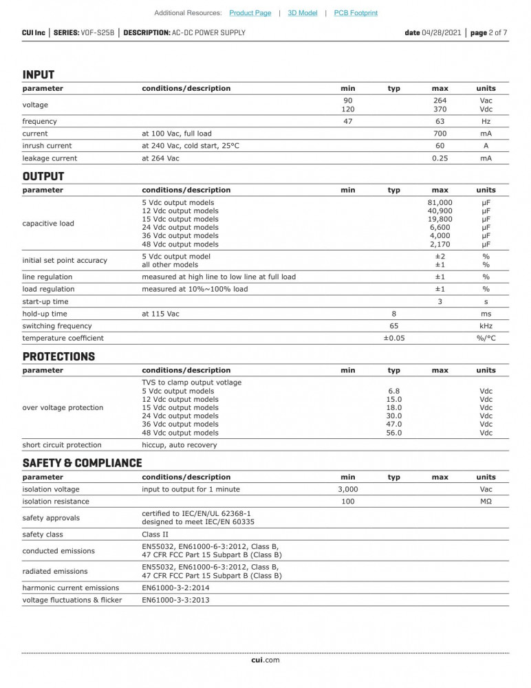 VOF-S25B datasheet page 2