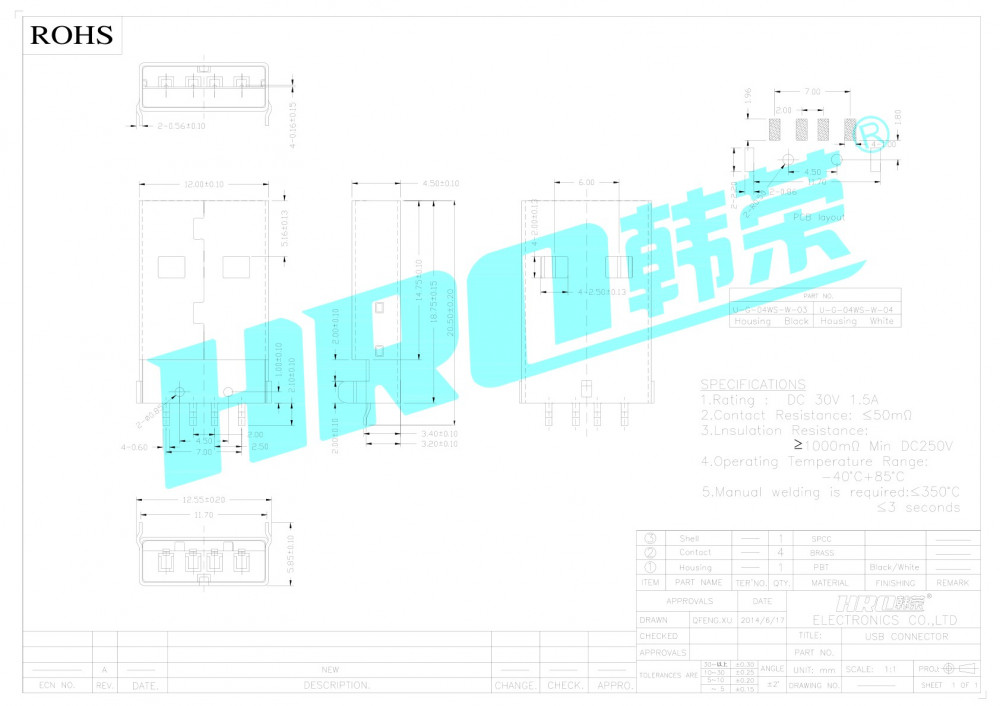 U-G-04WS-W-04 technical drawing