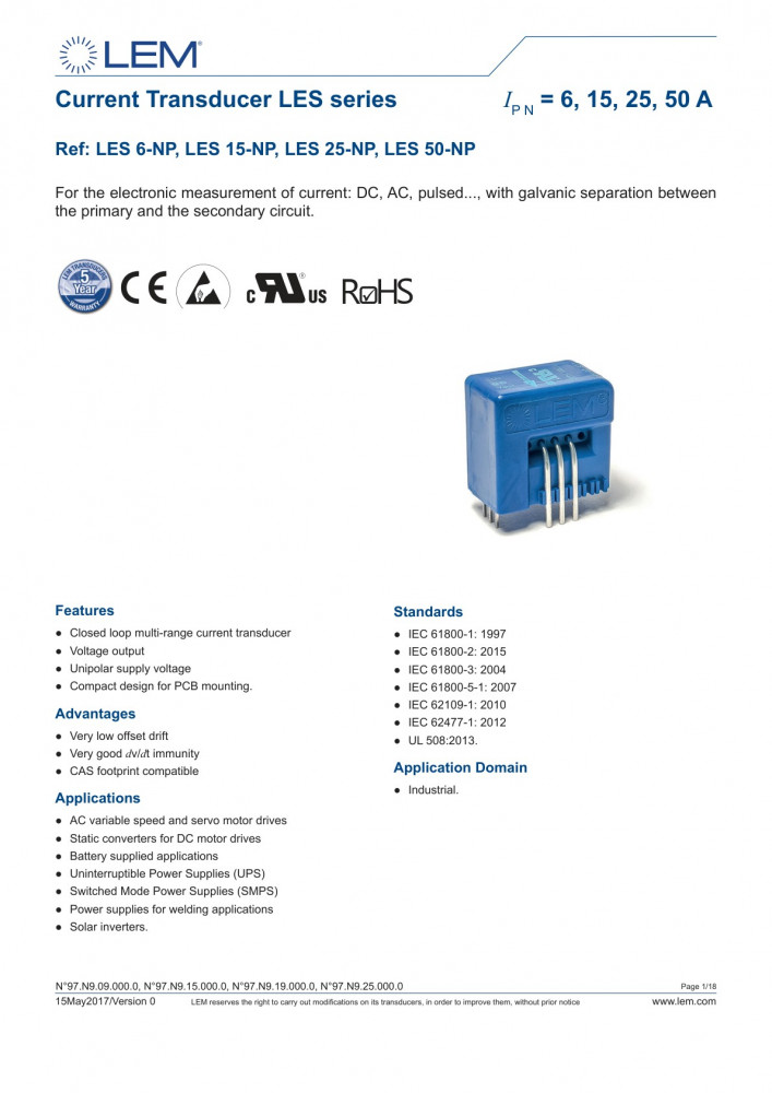 LES series datasheet page 1