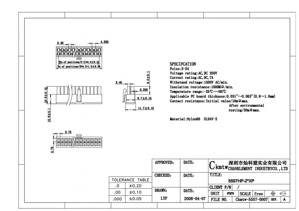 Ckmtw 5557HP connector drawing preview