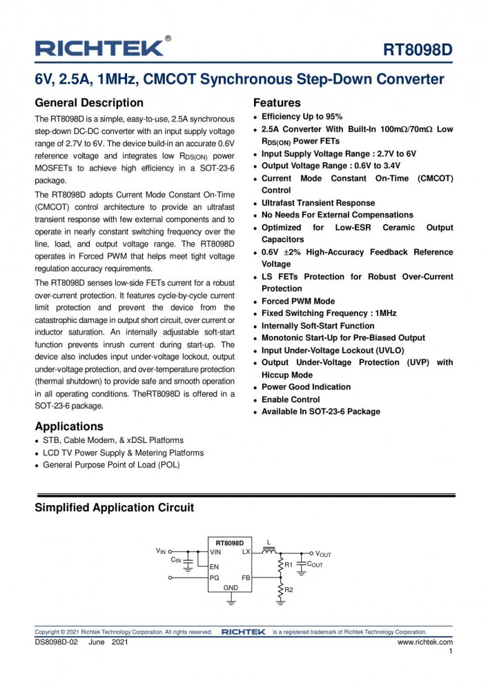 RT8098D datasheet page 1