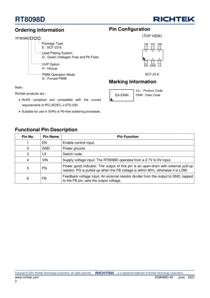 RT8098D datasheet page 2