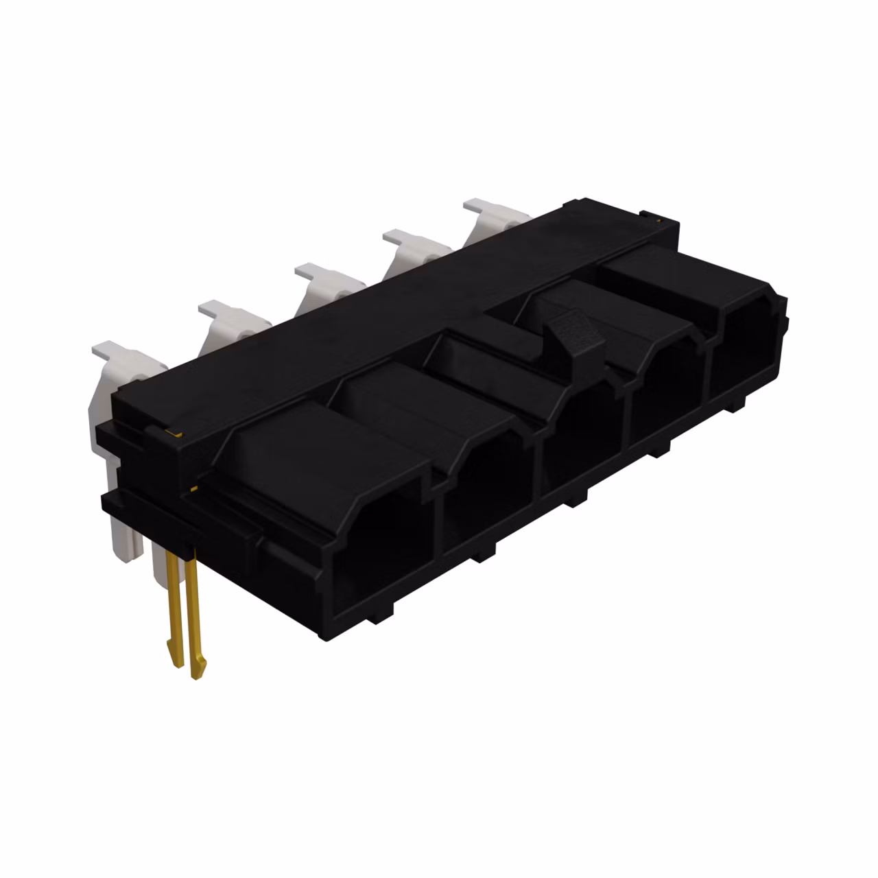 Mini-Fit Sr. Right-Angle Header, 10.00mm Pitch, Single Row, 5 Circuits, 8.30mm Tail Length, for 6.35mm PCB, Silver (Ag) Plating, with Clip for sale