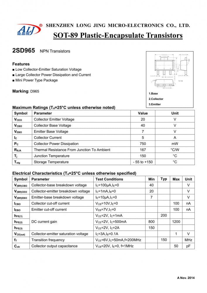 2SD965 datasheet page 1