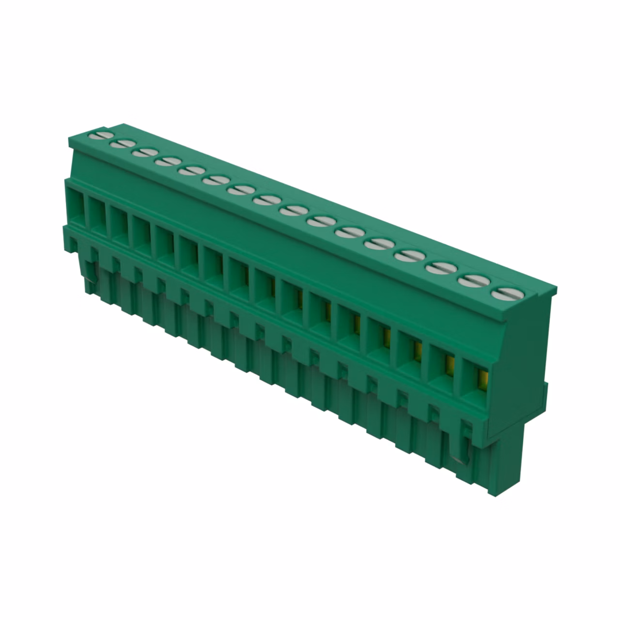 5.00mm Pitch Eurostyle Vertical Plug, with Reverse Imprinting, Front Wire Entry, Green Housing, Gold (Au) Plated, 16 Circuits for sale