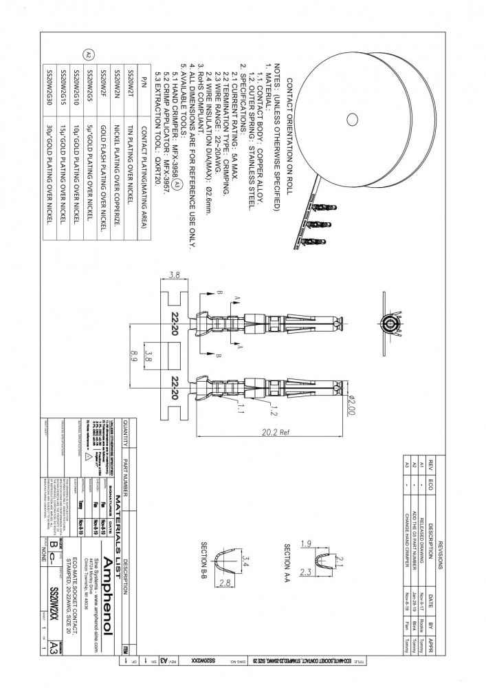 Amphenol ECO-MATE SS20W2XX contact drawing preview