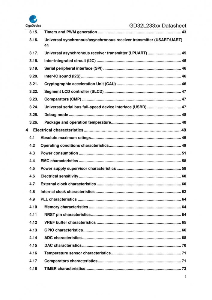 GD32L233xx datasheet page 3