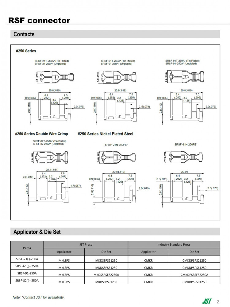 JST RSF Series datasheet page 2