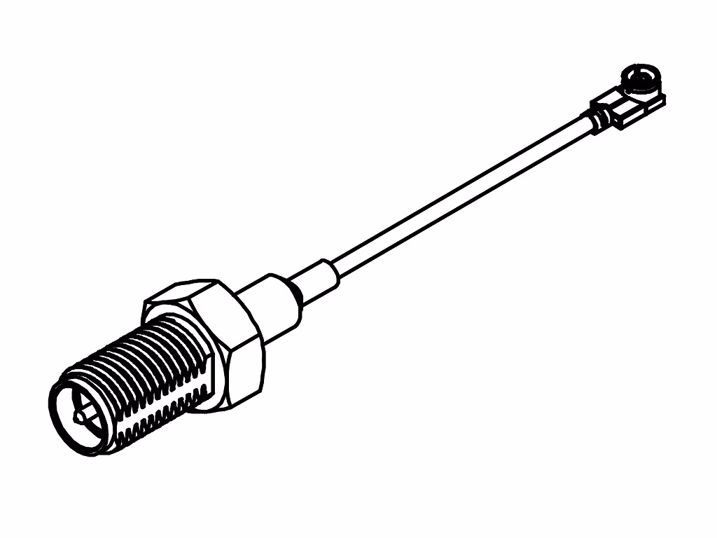 SMA Straight Bulkhead Jack RP to MCRF Right-Angle Plug on 1.13mm Cable, 220.00mm Length, 50 Ohms for sale