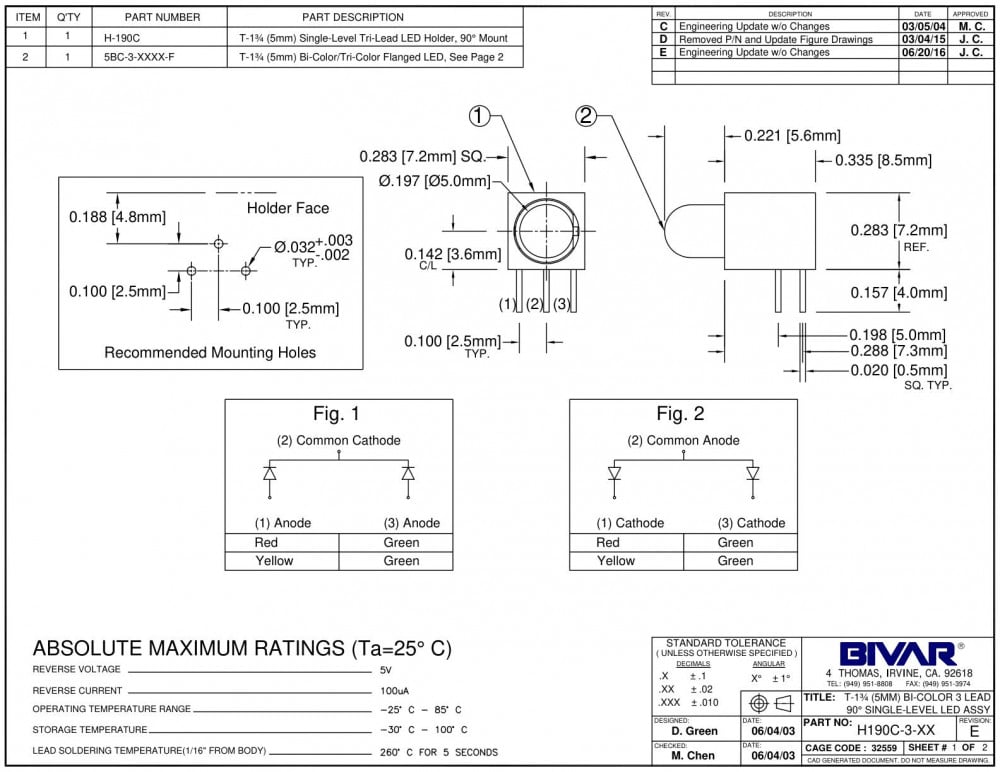BIVAR H190C-3 technical drawing page 1