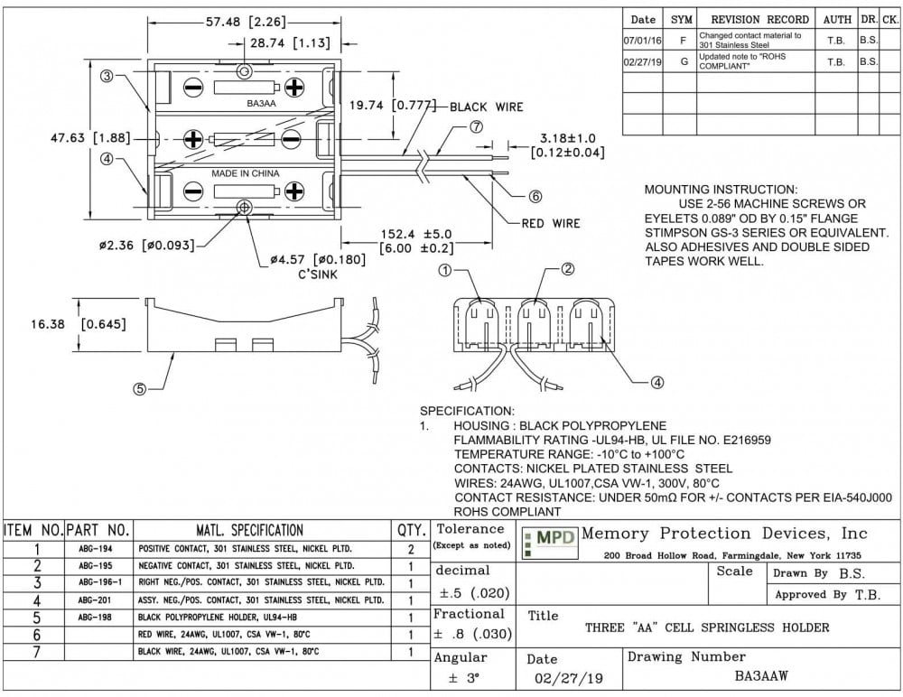 MPD BA3AAW technical drawing preview