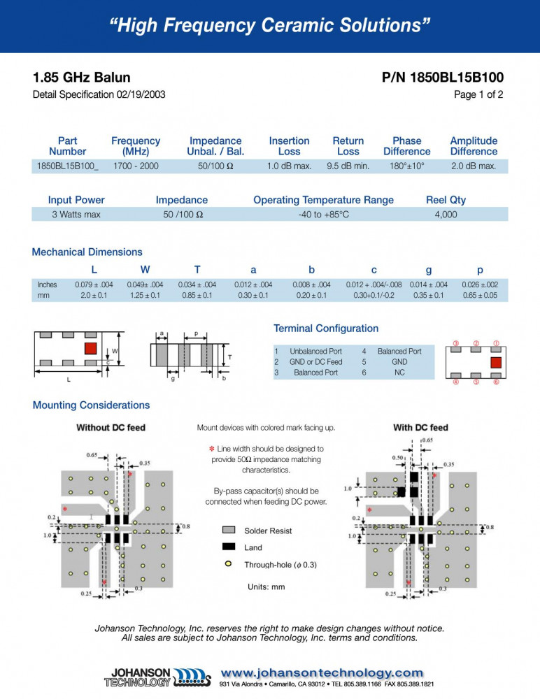 1850BL15B0100001E datasheet page 1