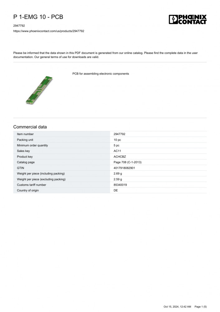 Phoenix Contact 2947792 document page 1