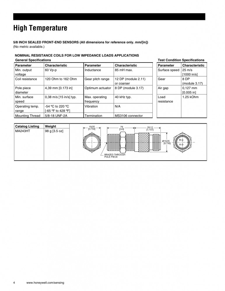 Honeywell 3030HTB datasheet page 4
