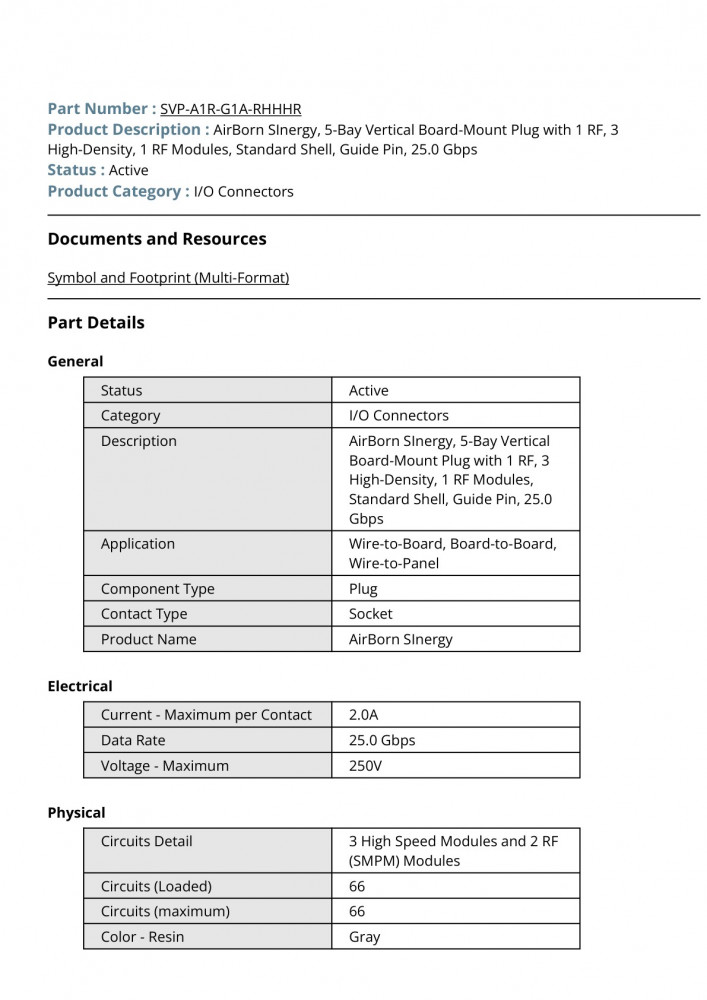 SVP-A1R-G1A-RHHHR technical document page 1