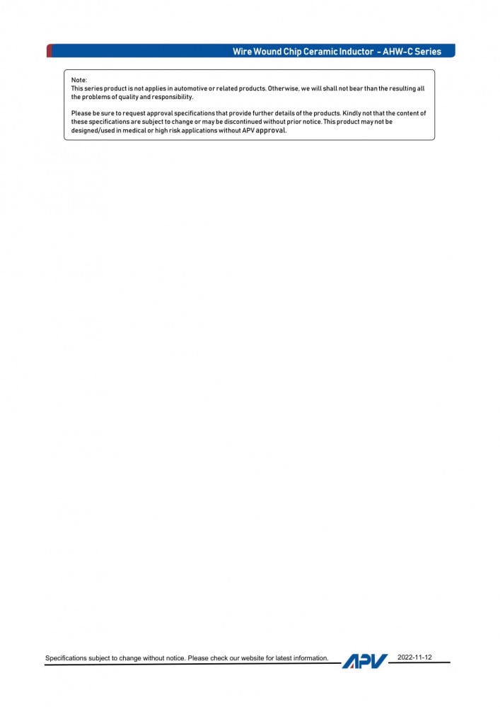 APV AHW series datasheet page 8