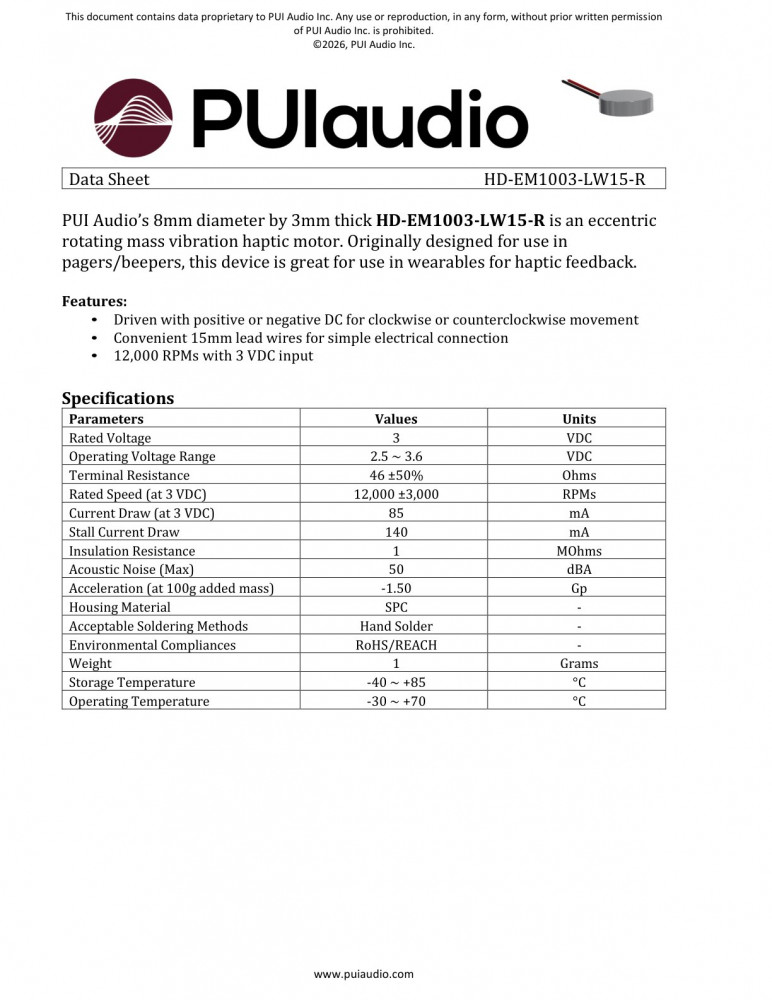 HD-EM1003-LW15-R datasheet page 1