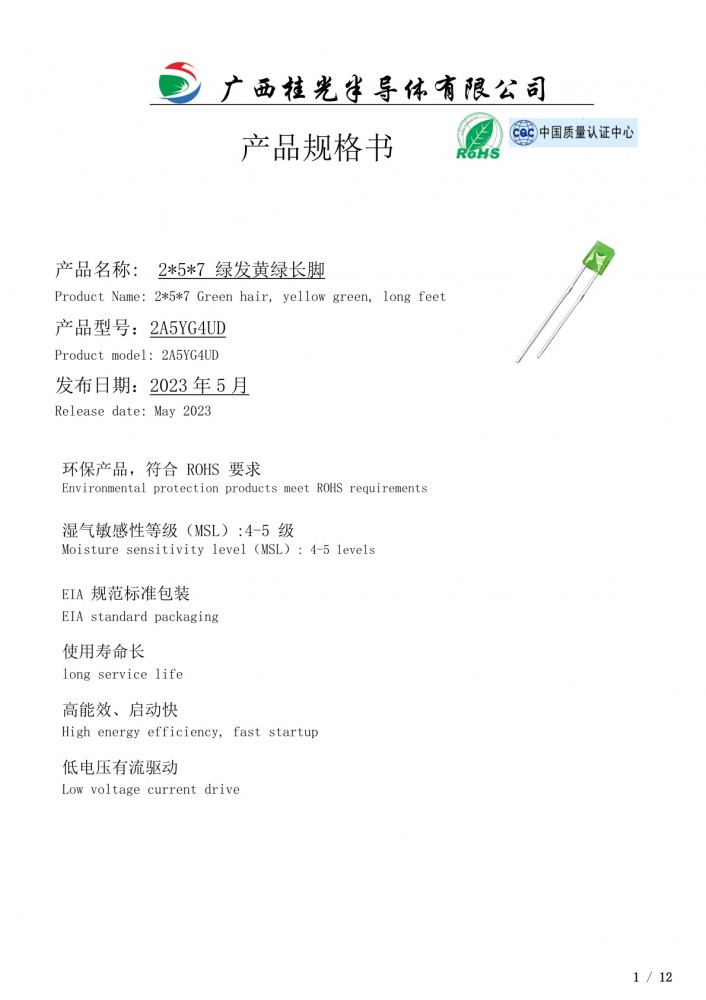 2A5YG4UD datasheet page 1
