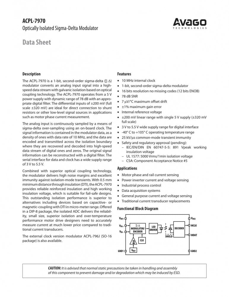ACPL-7970 datasheet page 1