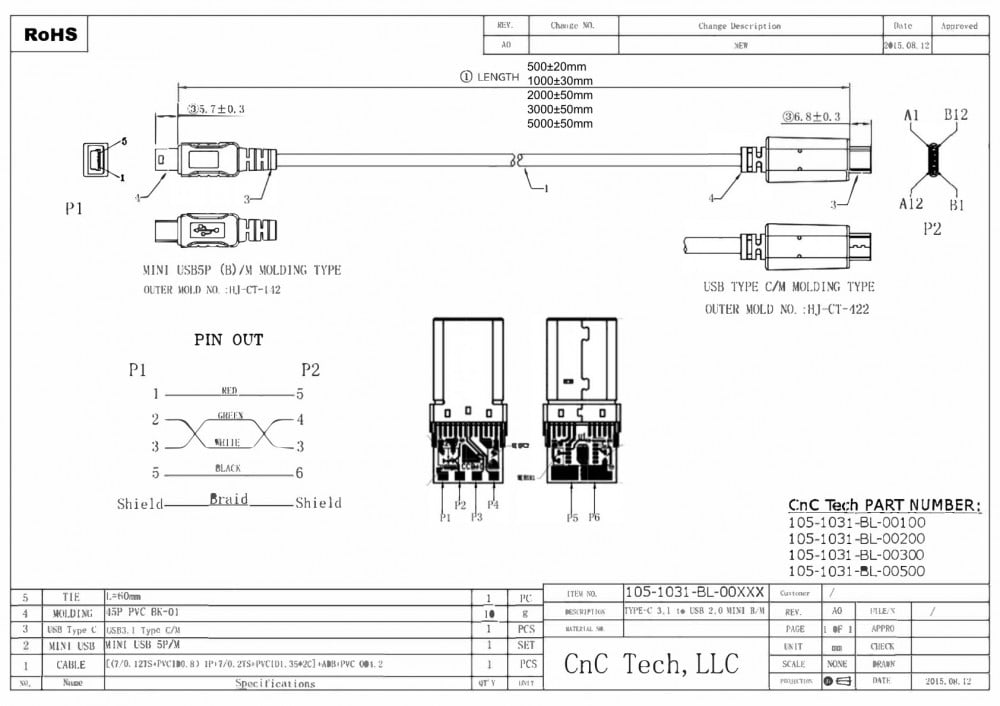 CNC Tech 105-1031-BL-00200 technical document