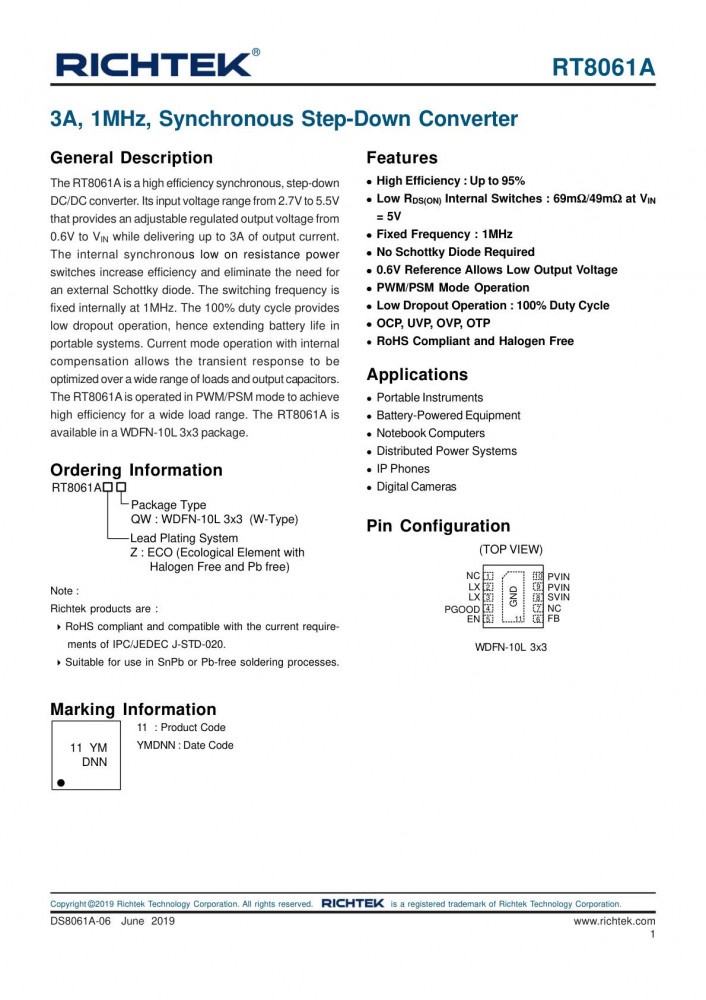 RT8061A datasheet page 1
