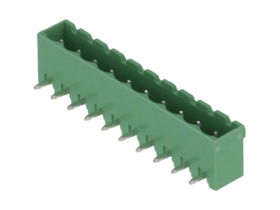 5.08mm Pitch Eurostyle Right-Angle PCB Header, Green Housing, 11 Circuits