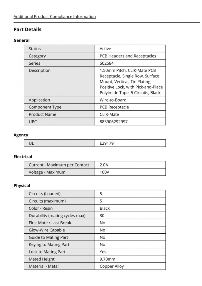 MOLEX 5025840561 product document page 2