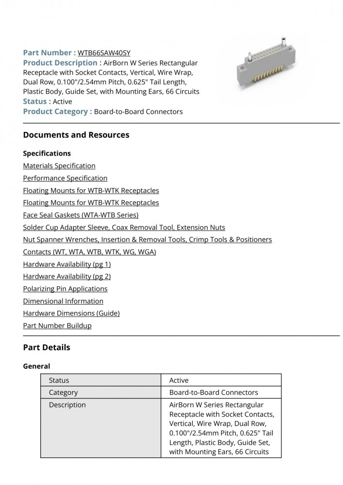 WTB66SAW40SY technical document image, page 1