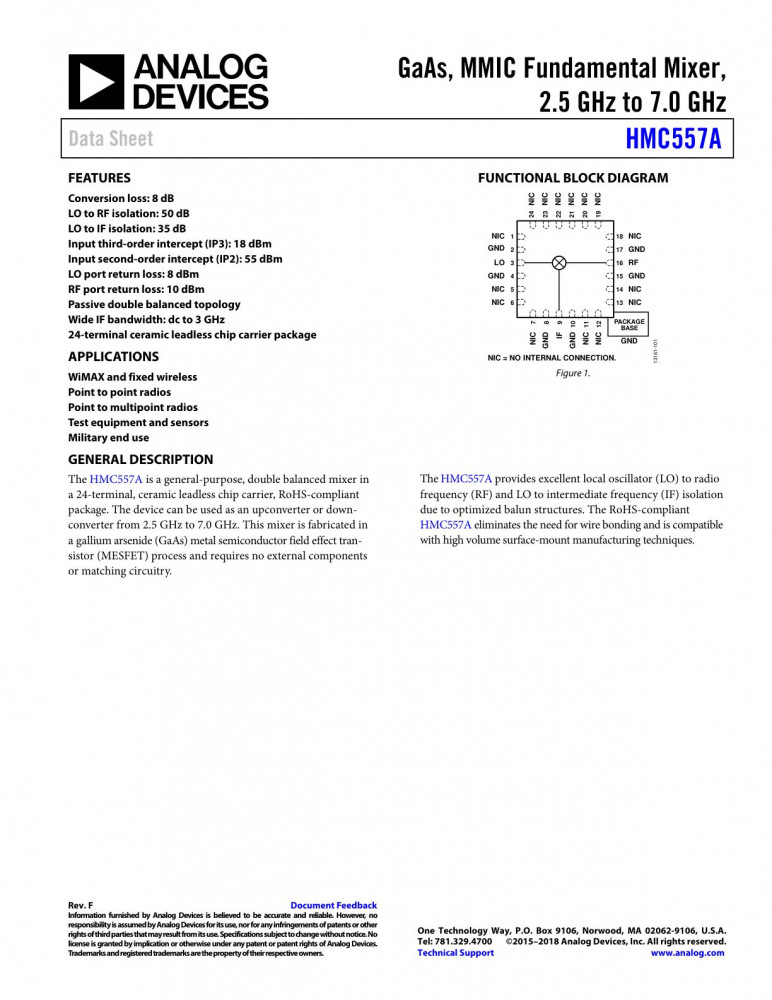 HMC557A datasheet page 1