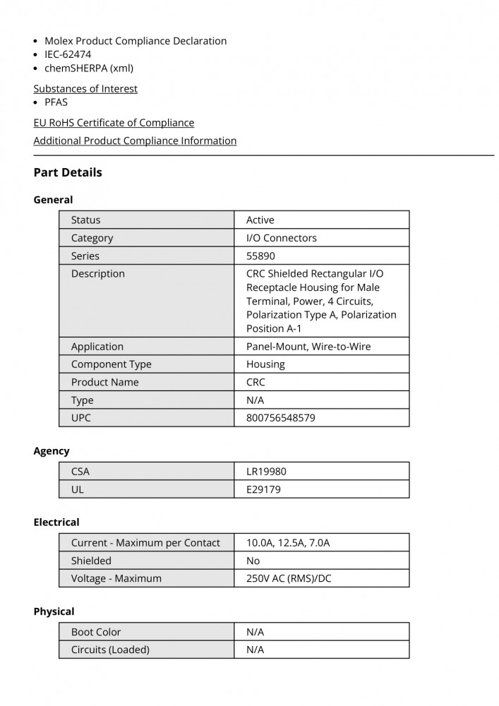 MOLEX 558900411 technical document page 2
