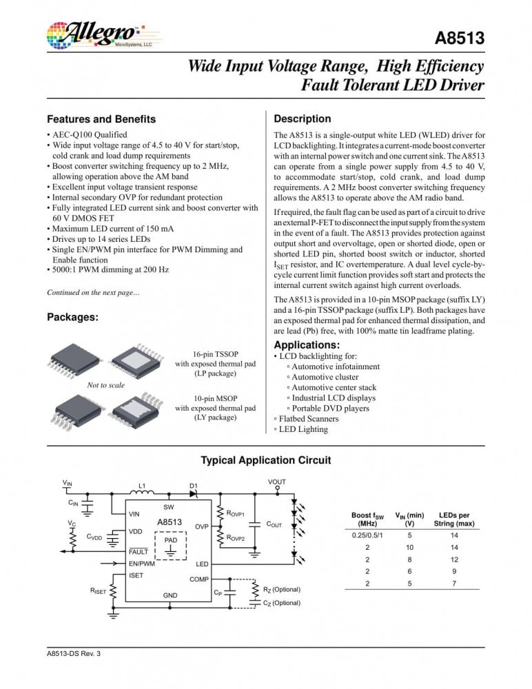 A8513 datasheet page 1