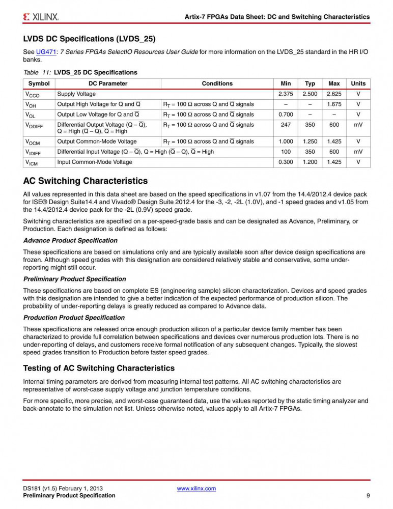 XC7A200T technical document page 9
