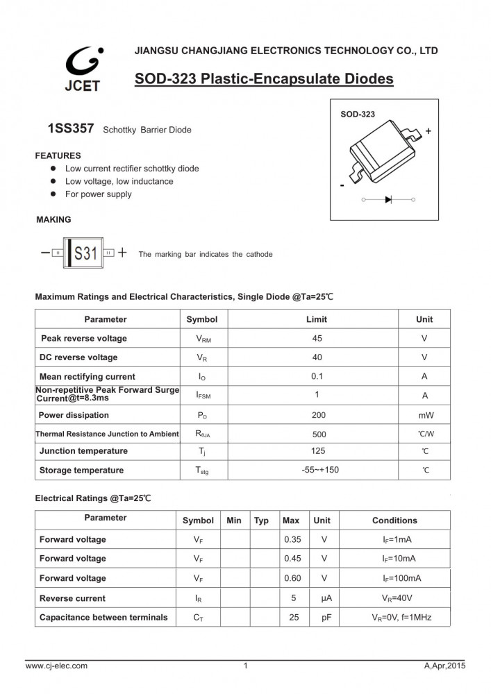 1SS357 datasheet page 1