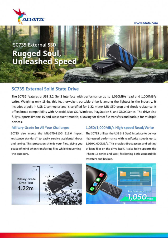 SC735 product documentation page 1