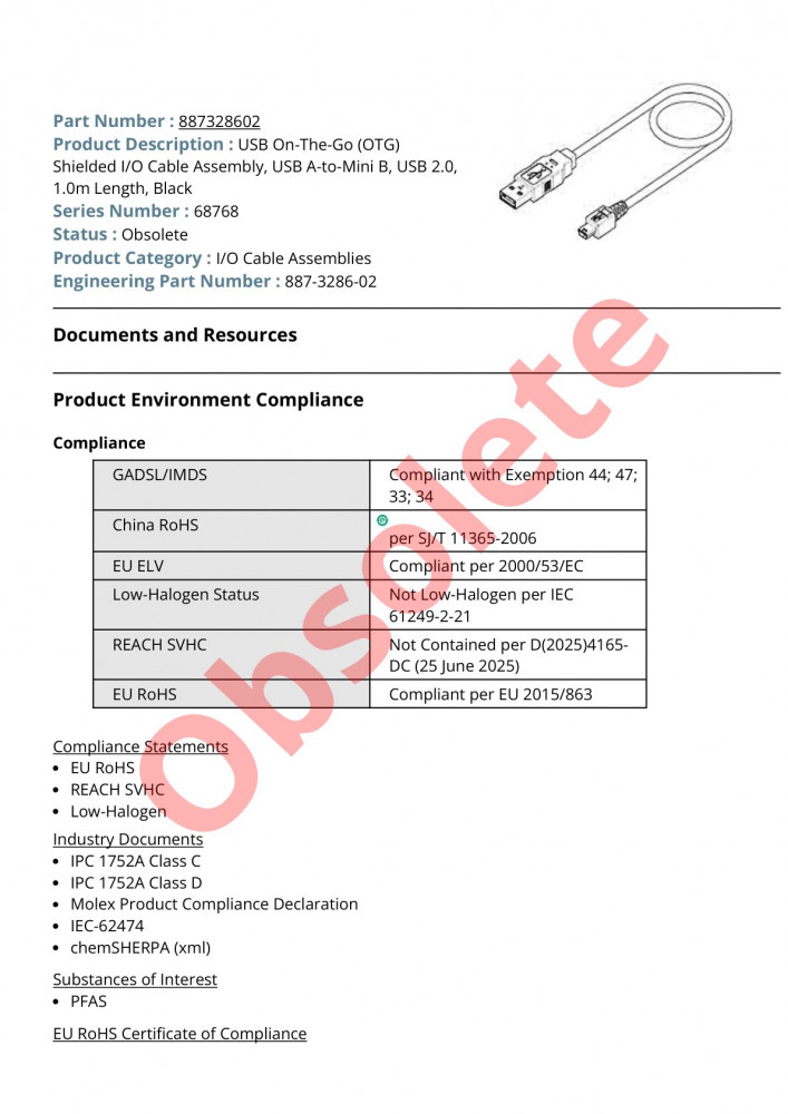 Molex 887328602 document image, page 1