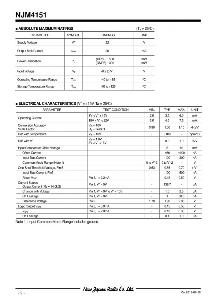 NJM4151 datasheet page 2