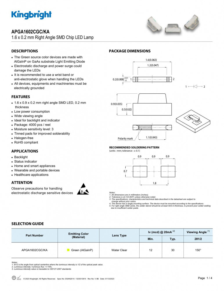 APGA1602CGC/KA datasheet page 1